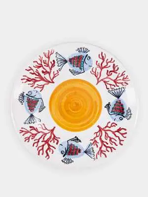 LES-OTTOMANS Sicily Handpainted Dinner Plate - Multicolour