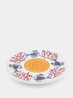 LES-OTTOMANS Sicily Handpainted Dinner Plate - Multicolour