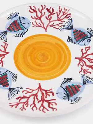 LES-OTTOMANS Sicily Handpainted Dinner Plate - Multicolour