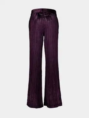 PAULA Morchella Italian Plum Pleated Velvet Pants - Purple