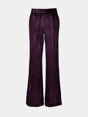 PAULA Morchella Italian Plum Pleated Velvet Pants - Purple