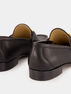 Valentino Garavani Leather Loafers With Brass Logo - Grey