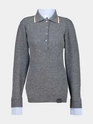 Stella McCartney Mélange Wool-cotton Polo - Grey