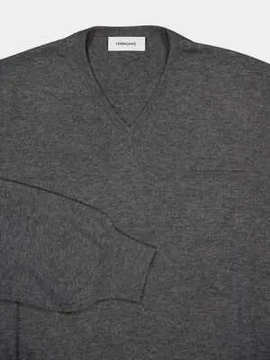 FERRAGAMO V-neck Virgin Wool Sweater - Grey