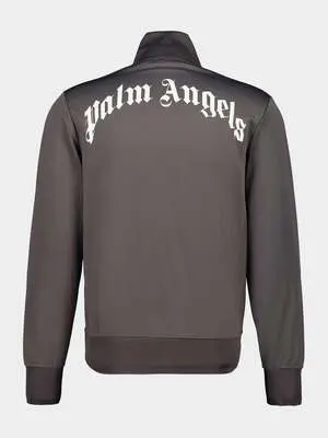 Palm Angels Track Jacket With Back Curved Logo - Grey
