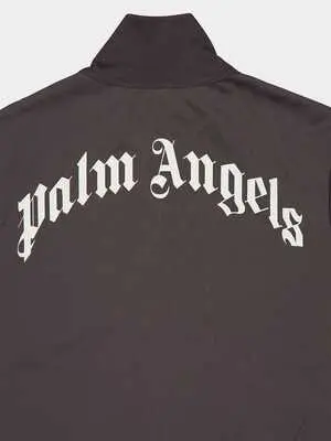 Palm Angels Track Jacket With Back Curved Logo - Grey