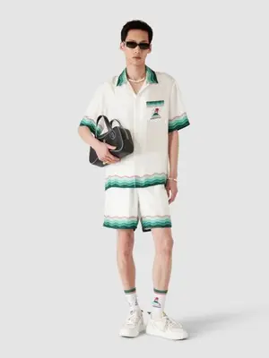 Casablanca Montagne Ondulée Silk Shorts - Multicolour