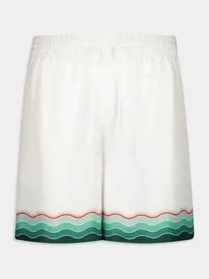 Casablanca Montagne Ondulée Silk Shorts - Multicolour