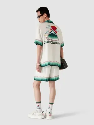 Casablanca Montagne Ondulée Silk Shorts - Multicolour