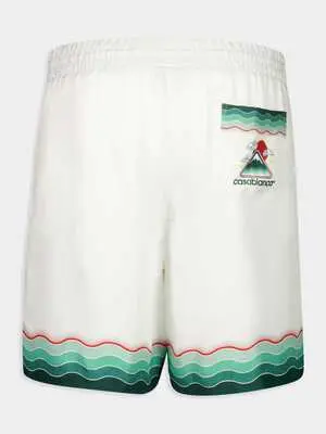 Casablanca Montagne Ondulée Silk Shorts - Multicolour