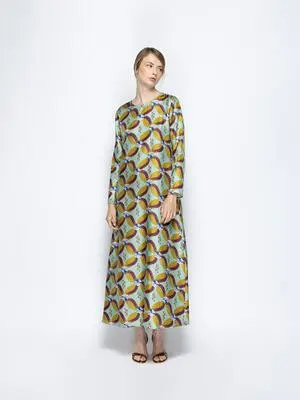 PAULA Aquageo Printed Silk Twill A-line Dress - Multicolour