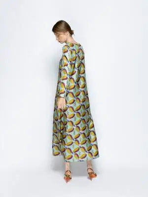 PAULA Aquageo Printed Silk Twill A-line Dress - Multicolour
