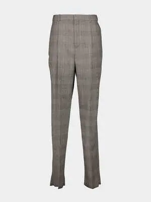 Saint Laurent Prince Of Wales Wool Pants - Grey