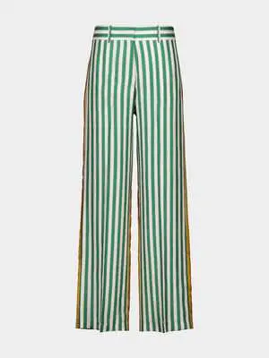 PAULA Multi Stripes Silk Twill Pants - Multicolour