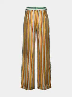 PAULA Multi Stripes Silk Twill Pants - Multicolour