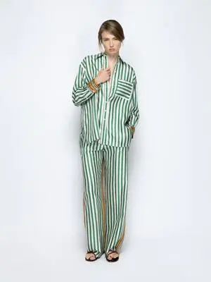 PAULA Multi Stripes Silk Twill Pants - Multicolour