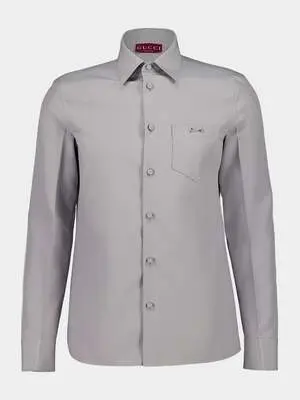Gucci Light Panama Shirt With Horsebit - Grey