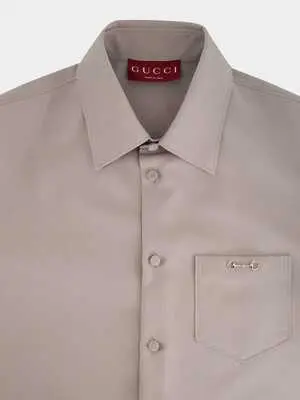 Gucci Light Panama Shirt With Horsebit - Grey
