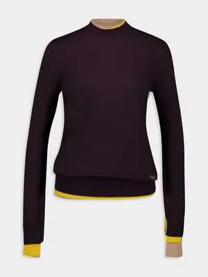 Fendi Logo Jacquard Wool-blend Jumper - Purple