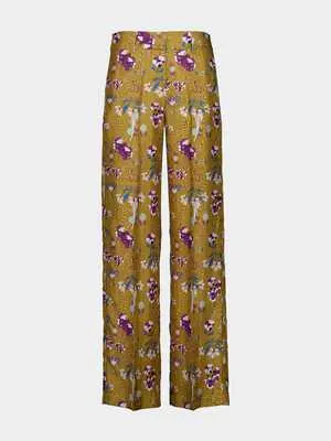 PAULA Sonia Floral Printed Silk Twill Trousers - Multicolour
