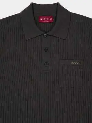 Gucci Forest Green Wool Knit Polo Shirt