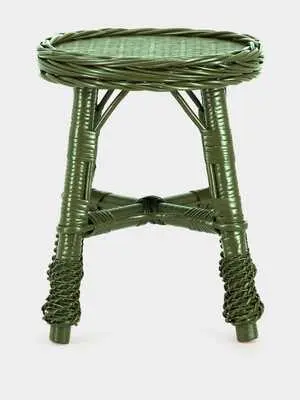 HOUSE OF CAPRICORN Handmade Furnas Wicker Stool - Green