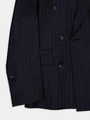 FERRAGAMO Pinstripe Wool Double-breasted Blazer - Grey