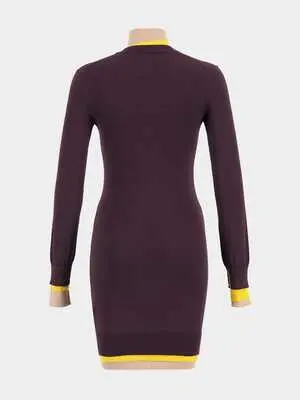 Fendi Dark Wool Jersey Dress - Purple