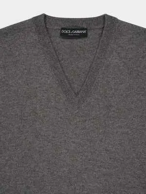 Dolce & Gabbana V-neck Cashmere Pullover - Grey
