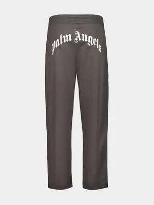 Palm Angels Dark Track Pants With Back Curved Logo - Grey