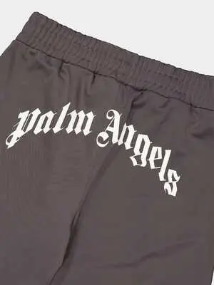 Palm Angels Dark Track Pants With Back Curved Logo - Grey