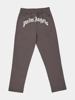 Palm Angels Dark Track Pants With Back Curved Logo - Grey
