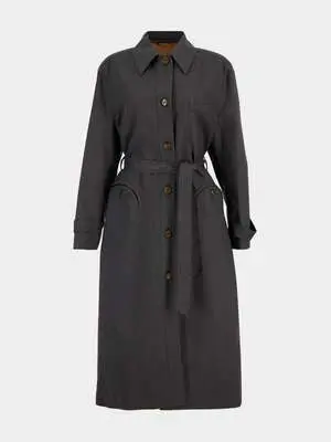 BLAZÉ MILANO Astoria Basoto Wool Trench Coat - Grey