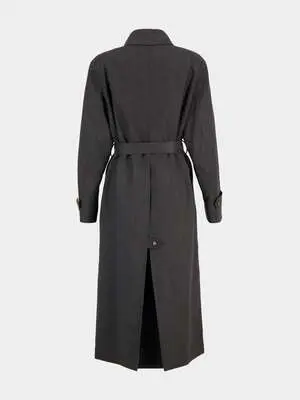 BLAZÉ MILANO Astoria Basoto Wool Trench Coat - Grey