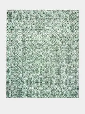 LES-OTTOMANS Handpainted Christmas Tablecloth - Green