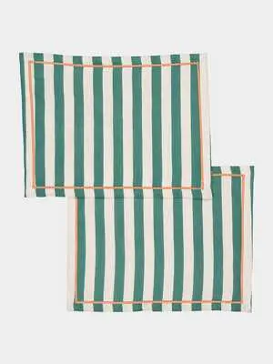 La DoubleJ Riviera Linen Placemats Set Of 2 - Green