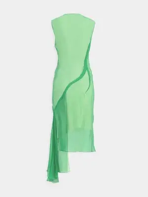 Givenchy Silk Chiffon Dress With Ruffle Detail - Green
