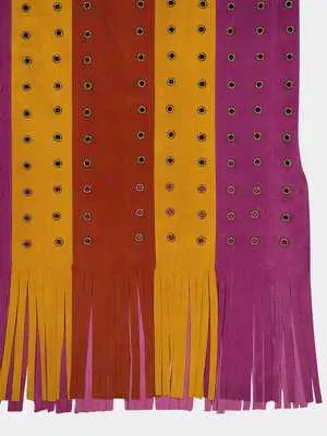 PAULA Campfire Potion Suede Skirt With Fringe