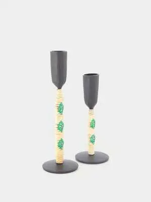 Madam Stoltz Set Of Two Iron Candle Holders