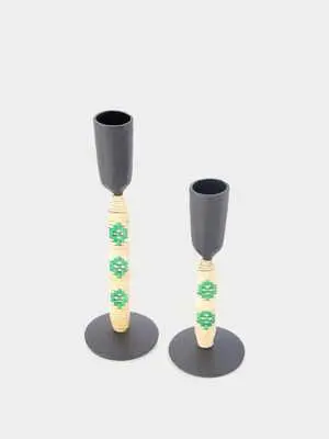 Madam Stoltz Set Of Two Iron Candle Holders
