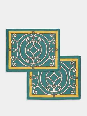 La DoubleJ Set Of 2 Cortile Linen Placemats - Green