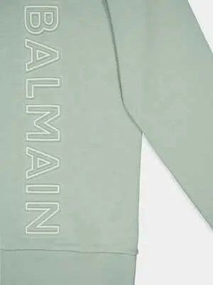 Balmain Logo-embossed Cotton Hoodie - Green