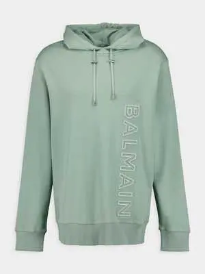 Balmain Logo-embossed Cotton Hoodie - Green