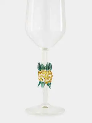 LES-OTTOMANS Pineapple Motif Wine Glass - Green