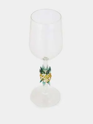 LES-OTTOMANS Pineapple Motif Wine Glass - Green