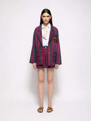 PAULA Virgo Hand-woven Striped Wide-leg Shorts