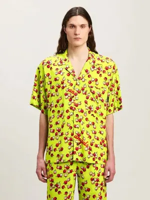 Palm Angels Lime Fuchsia Cherries Shirt - Green