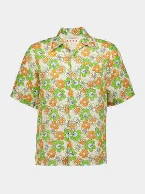 Marni Floral Linen Bowling Shirt - Green