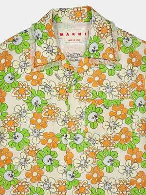 Marni Floral Linen Bowling Shirt - Green