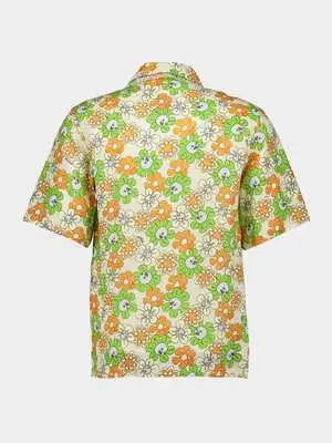 Marni Floral Linen Bowling Shirt - Green